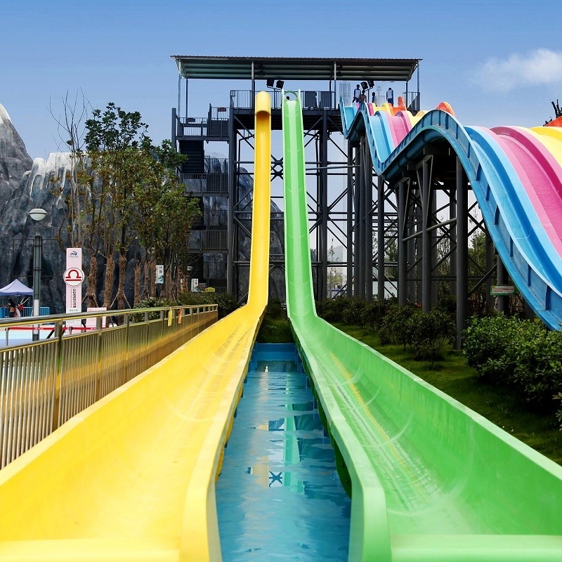 Theme Park Fiberglass Water Slide, Plastik Kustom Gabungan Air rakit ...