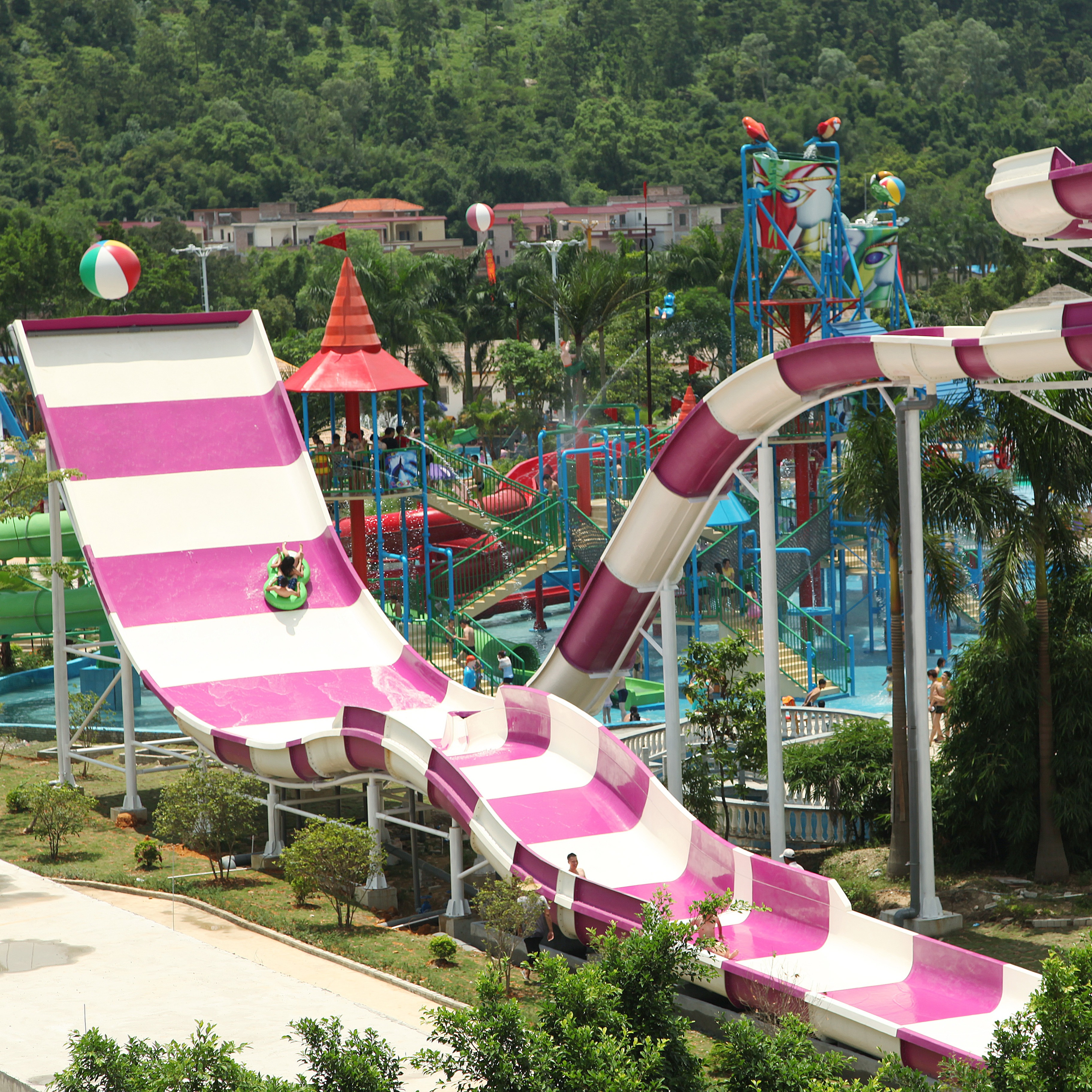Outdoor Custom Water Slides Amusement Park Boomerang Aqua Slide Untuk 2 ...
